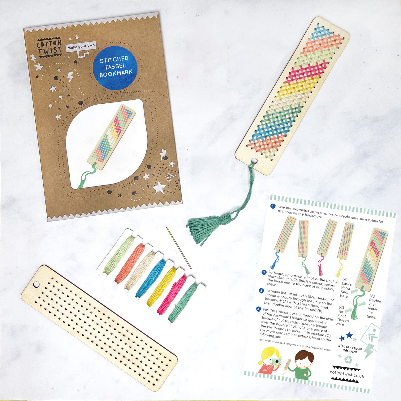 make your own stitched tassel bookmark - sustainable craft kit - cotton ...