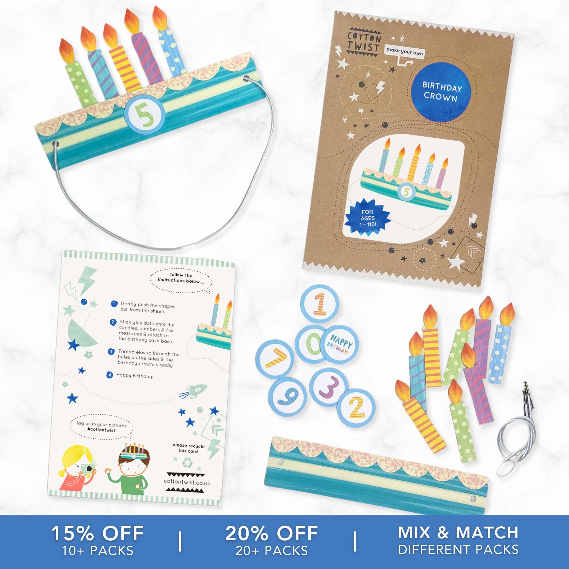make your own birthday crown kit - sustainable craft kit - cotton twist ...