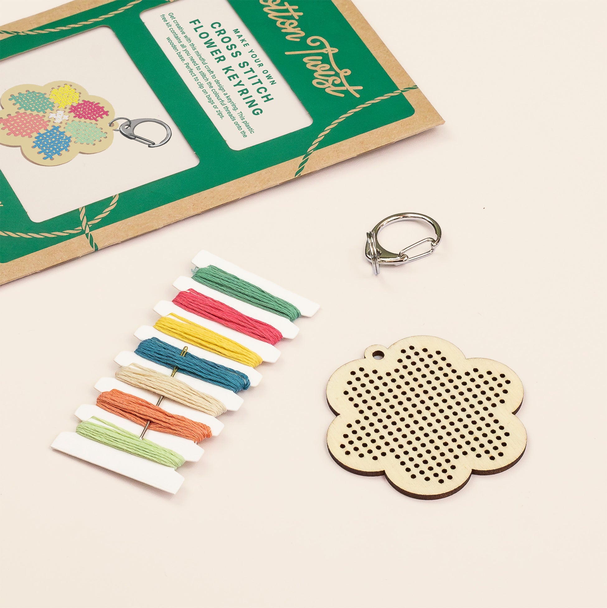 Make Your Own Flower Cross Stitch Keyring Kit | Cotton Twist – CottonTwist