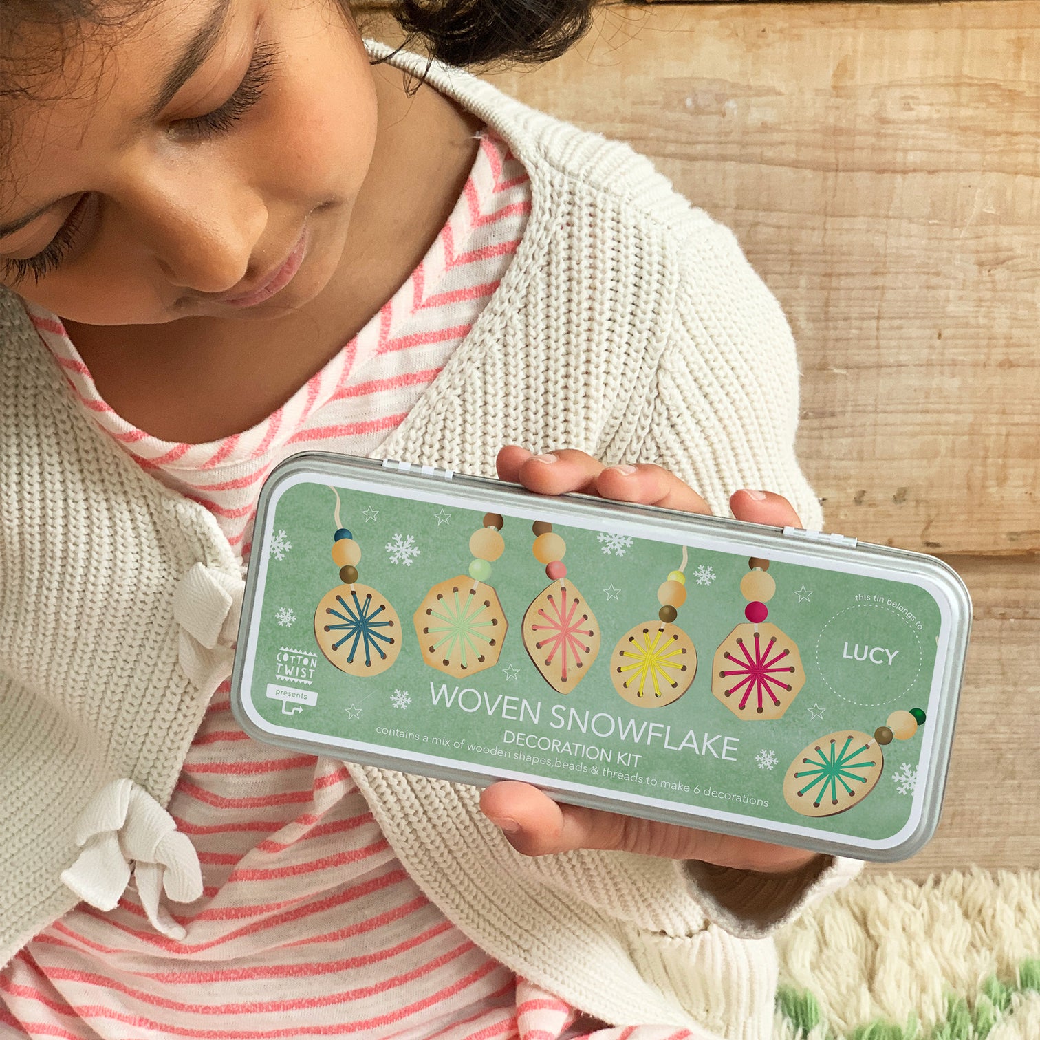 woven snowflake decoration kit - sustainable craft kit - cotton twist ...