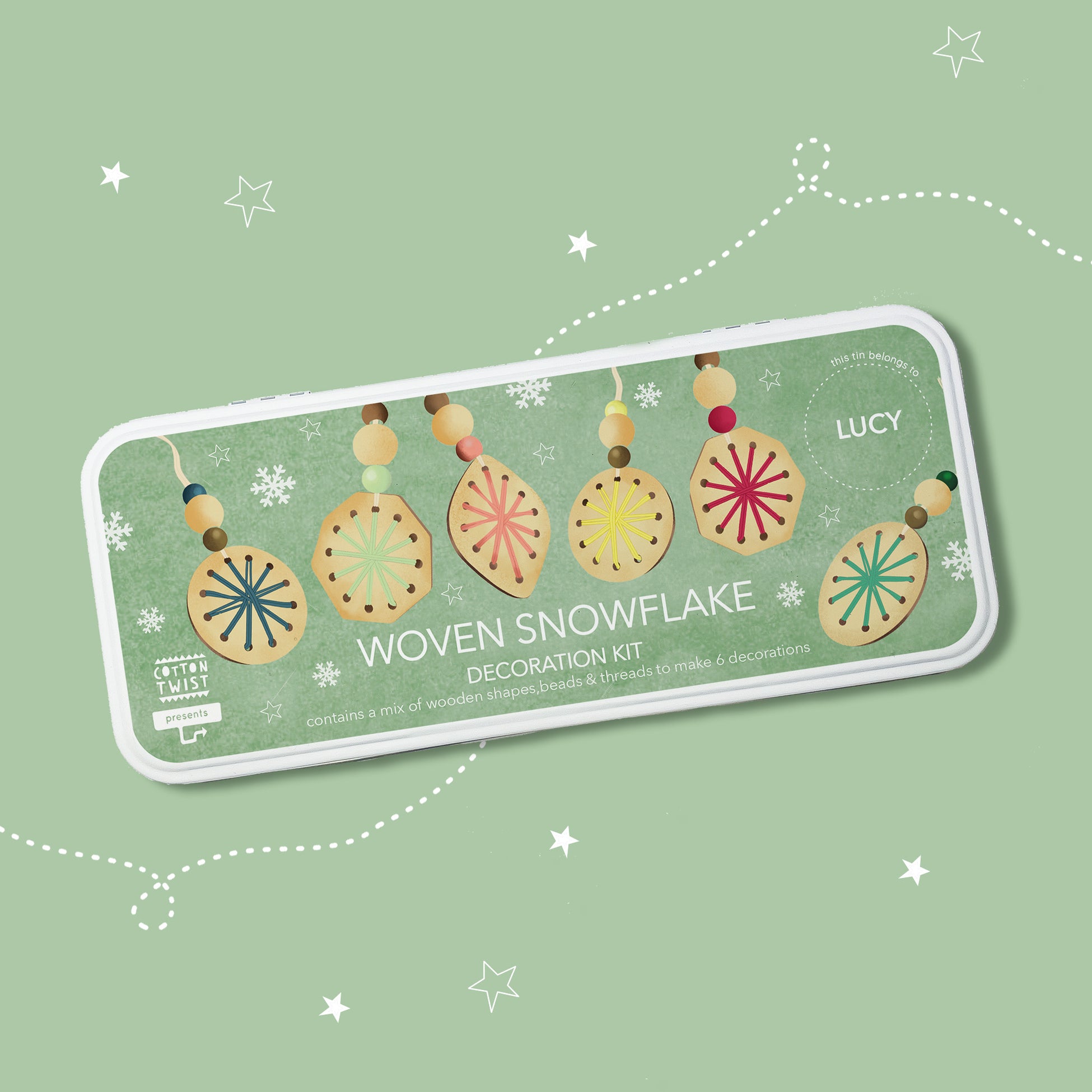 woven snowflake decoration kit - sustainable craft kit - cotton twist ...