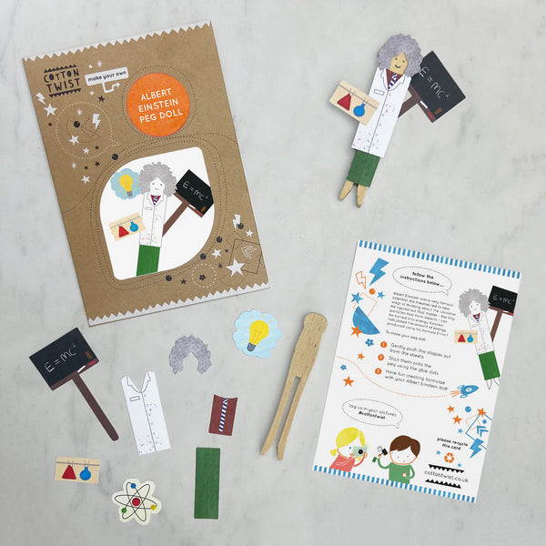 make your own albert einstein peg doll - sustainable craft kit - cotton ...