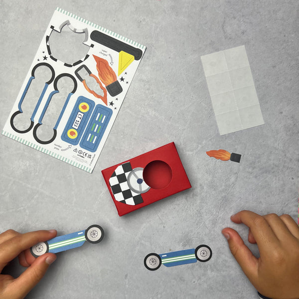 make your own matchbox race car - sustainable craft kit - cotton twist