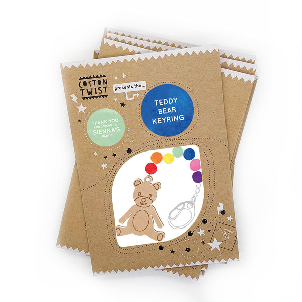 make your own teddy bear keyring - sustainable craft kit - cotton twist