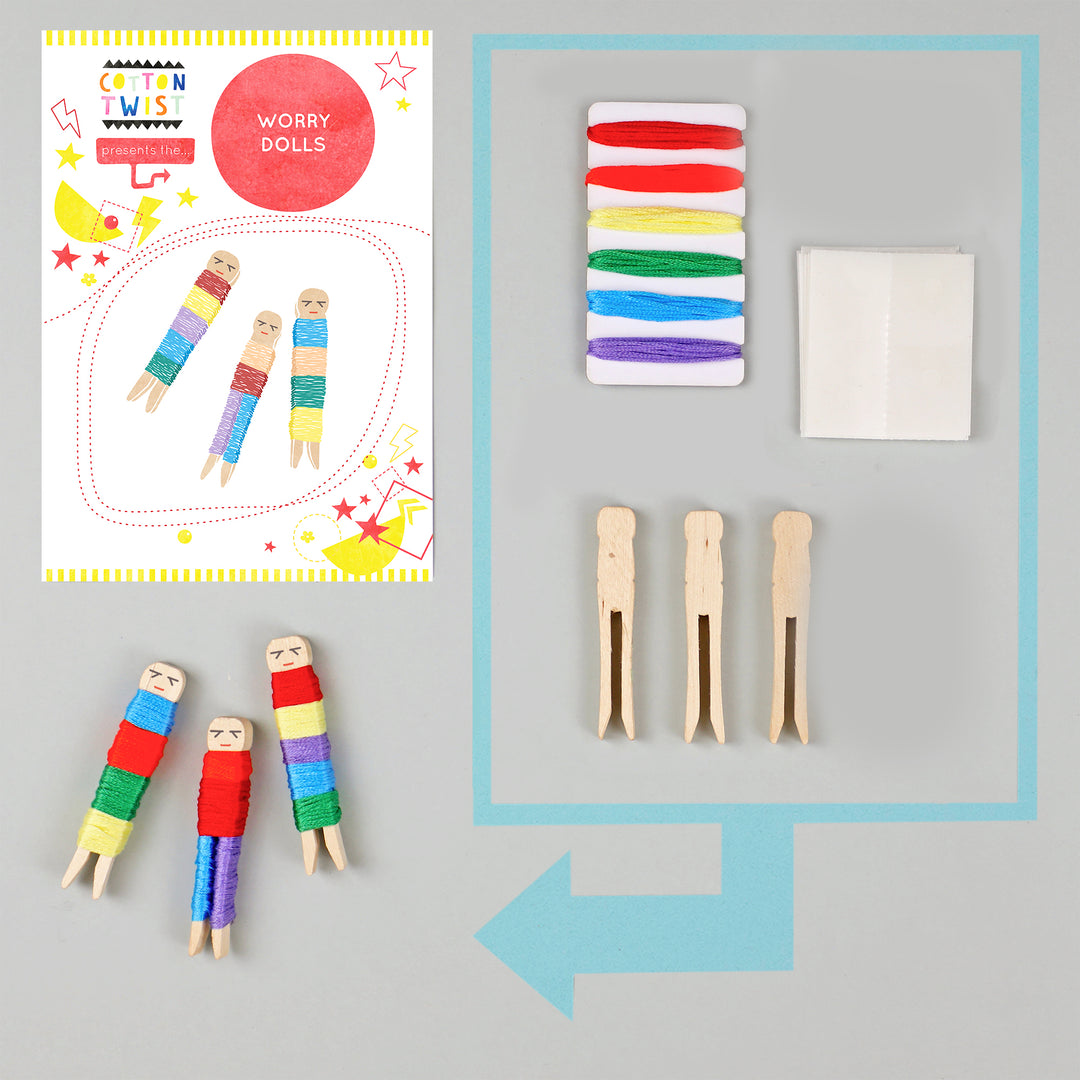 make your own worry dolls kit - sustainable craft kit - cotton twist ...